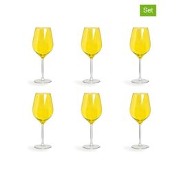 Trendy Kitchen by EXCÉLSA 6er-Set: Weingläser "Color Wine" in Gelb - 500 ml - 46% | Gedeckter-tisch