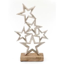 SiL Interiors Dekoobjekt ''Stars'' in Hellbraun/ Silber - (B)19 x (H)31 x (T)7 cm - 17% | Dekofiguren