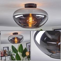 hofstein Mertola Deckenleuchte Glas 35 cm Chrom, Klar, Rauchfarben, 1-flammig