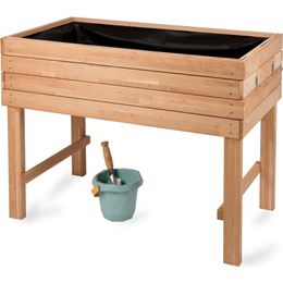 WONDERMAKE&reg; Premium Hochbeet aus Kirschbaum Holz gro&szlig; f&uuml;r Garten Balkon Terrasse, Pflanzkasten Bausatz XL hochwertig rechteckig mit Vlies-Folie, Kr&auml;uterbeet Pflanzenkasten deko, braun