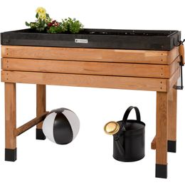 WONDERMAKE&reg; Gro&szlig;es Hochbeet aus Kirschbaum Holz f&uuml;r Garten Balkon Terrasse, Pflanzkasten Bausatz XL hochwertig rechteckig mit Innen-Folie, Kr&auml;uterbeet Pflanzenkasten deko, dunkel-braun schwarz