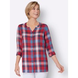 WITT Damen Longbluse in Web-Karomuster, erdbeere-mittelblau-kariert, Gr&ouml;&szlig;e 46