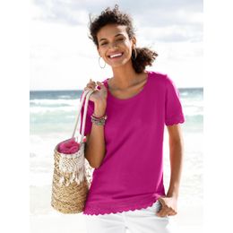WITT Damen Spitzenshirt mit gebogter Spitze, fuchsia, Gr&ouml;&szlig;e 40
