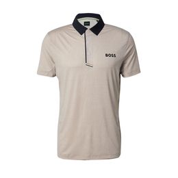 BOSS Sportshirt 'Paddy' Herren Gr&ouml;&szlig;e L dunkelbeige / schwarz / wei&szlig;