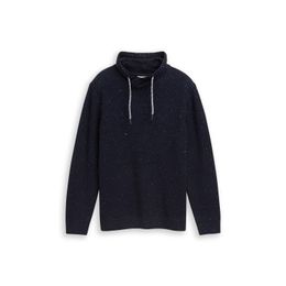 Tom Tailor Herren Snood Strickpullover in Melange-Optik, blau, Meliert, Gr. L