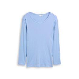 Tom Tailor Damen Plus Size - Basic Slim Fit Langarmshirt, blau, Uni, Gr. 46
