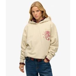 Superdry Damen Baumwolle Gestickte Grafik Tokyo Narrative Kapuzenpullover in &Uuml;bergr&ouml;&szlig;e, Beige & Rosa - Gr&ouml;&szlig;e: 40 2102622501860RUT019