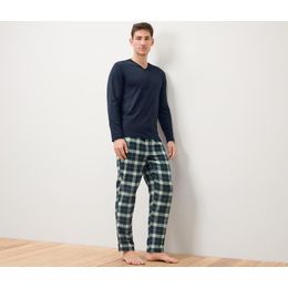 Tchibo - Pyjama mit Flanellhose - Herren - Gr. M - dunkelblau/kariert