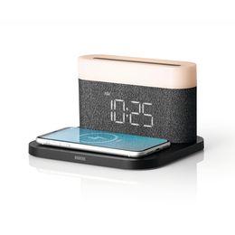 N8WERK Nachttischlampen-Wecker mit Wireless Charger - schwarz