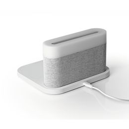 N8WERK Nachttischlampen-Wecker mit Wireless Charger - wei&szlig;