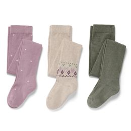 Tchibo - 3 Kinder-Strumpfhosen - Kinder - Gr. 98/104 - dunkellila/jacquard
