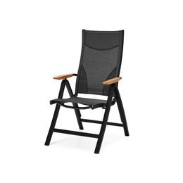 Tchibo - Hochlehner mit verstellbarer R&uuml;ckenlehne - 61,5x70,5x109,5cm - schwarz - Aluminium / Eukalyptus-Massivholz / Stahl