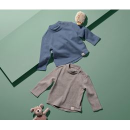 Tchibo - 2 Baumwoll-Langarmshirts mit Stehkragen - Baby - Gr. 74/80 - blau