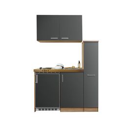respekta Minik&uuml;che mit Apothekerschrank - 130x60x200cm - braun - Kunststoff