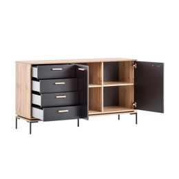 LOOKS by Wolfgang Joop Sideboard mit geradem Griff - 154,5x45x85,5cm - schwarz -