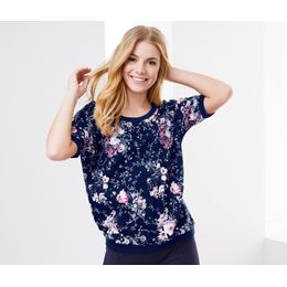 Tchibo - Shirt mit Fledermaus&auml;rmeln - Damen - Gr. S - dunkelblau/gebl&uuml;mt