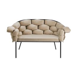 Eglo 2er-Sofa »Manambolosy« - 130x80x65cm - schwarz - Polyester / Schaumstoff / Metall