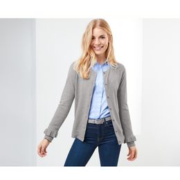 Tchibo - Feinstrickjacke mit R&uuml;schen - Damen - Gr. M - hellgrau