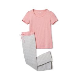 Tchibo - Kurzarm-Pyjama - Damen - Gr. S - grau/gestreift