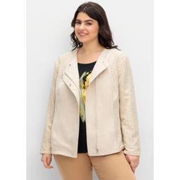 sheego Gro&szlig;e Gr&ouml;&szlig;en Lederimitatjacke mit Lasercut-Muster, sand, Gr&ouml;&szlig;e 50 - Damen