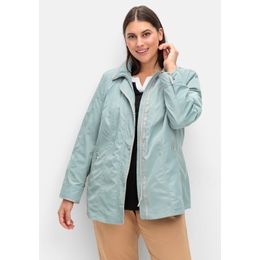 sheego Gro&szlig;e Gr&ouml;&szlig;en Parka mit silberfarbigen Details, jadegr&uuml;n, Gr&ouml;&szlig;e 42 - Damen