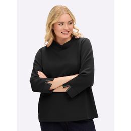 sheego Damen Sweatshirt mit Glitzerdetails, schwarz, Gr&ouml;&szlig;e 56/58