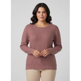 sheego Gro&szlig;e Gr&ouml;&szlig;en Feinstrickpullover mit Zopf-Muster, rosenholz, Gr&ouml;&szlig;e 52 - Damen