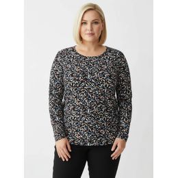 sheego Gro&szlig;e Gr&ouml;&szlig;en Langarmshirt mit Grafik-Dessin, schwarz-papaya-bedruckt, Gr&ouml;&szlig;e 46 - Damen