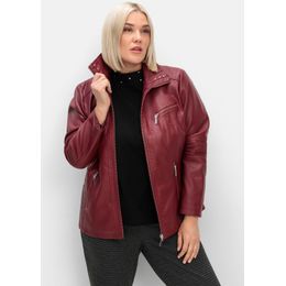 sheego Gro&szlig;e Gr&ouml;&szlig;en Lederimitatjacke mit Zier-Steppung, rot, Gr&ouml;&szlig;e 56 - Damen