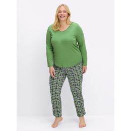 w&auml;schepur sheego Gro&szlig;e Gr&ouml;&szlig;en Schlafanzug mit gemusterter Hose, apfel-schwarz-kariert, Gr&ouml;&szlig;e 48/50 - Damen