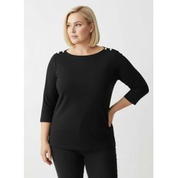 sheego Gro&szlig;e Gr&ouml;&szlig;en 3/4-Arm-Shirt mit Zierperlen, schwarz, Gr&ouml;&szlig;e 52 - Damen