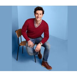 Tchibo - Pullover mit V-Ausschnitt - Herren - Gr. M - dunkelrot