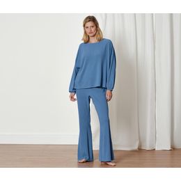 Tchibo - Gerippter Pyjama - Damen - Gr. S - blau