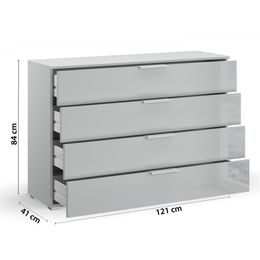 Rauch Black 20Up Kommode - 121x41x84cm - grau -
