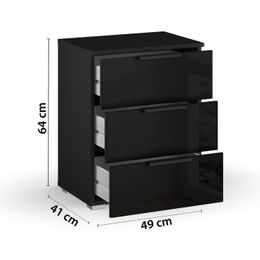 Rauch Black 20Up Nachttisch - 49x41x64cm - schwarz -