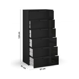 Rauch Black 20Up Kommode - 61x41x124cm - schwarz -