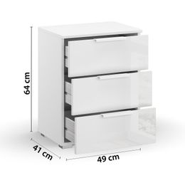Rauch Black 20Up Nachttisch - 49x41x64cm - wei&szlig; -