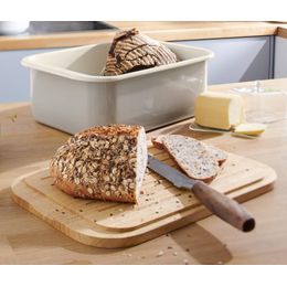 Tchibo - Emaille-Brotkasten mit Schneidebrett - wei&szlig;