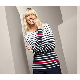 Tchibo - Gestreiftes Langarmshirt - Damen - Gr. S - dunkelblau/gestreift