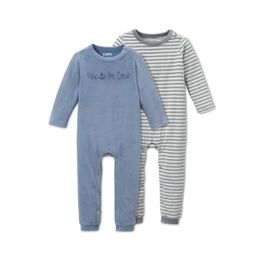Tchibo - 2 Nicki-Strampler - Baby - Gr. 50/56 - dunkelblau/gestreift