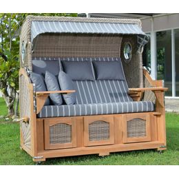 DeVries Teak-Strandkorb - 165x215x148cm - hellbraun -