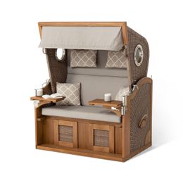Tchibo - Premium-Strandkorb XXL mit 2 Ausklapptischen - 135,5x225x165cm - taupe -