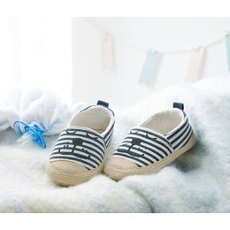 Tchibo - Baby-Krabbelschuhe - Gr. 21-22 - wei&szlig;/gestreift