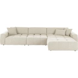 Ecksofa 3C CANDY "Yoshy mit Komfortfunktionen, modern und bequem, L-Form", beige (natur), B:378cm H:74cm T:200cm, 100% Polyester, Sofas, Ecksofa, Zwei verschiedene Sitztiefen durch verstellbare R&uuml;ckenlehne