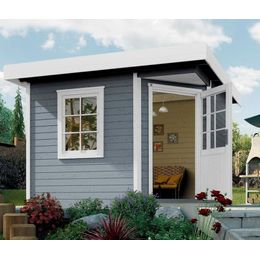 Weka Gartenhaus mit Eck-Eingang - 278x278x237cm - hellgrau -