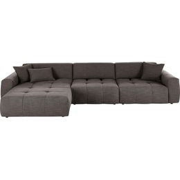 Ecksofa 3C CANDY "Yoshy mit Komfortfunktionen, modern und bequem, L-Form", schwarz, B:378cm H:74cm T:200cm, 100% Polyester, Sofas, Ecksofa, Zwei verschiedene Sitztiefen durch verstellbare R&uuml;ckenlehne