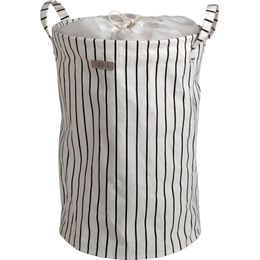 Möve Wäschekorb MÖVE "Cotton", schwarz, weiß, H:50cm T:35cm Ø:35cm, Polyester, Wäschesammler