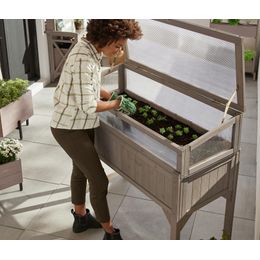 Tchibo - Hochbeet &raquo;Jonte&laquo; mit abnehmbarem Fr&uuml;hbeetaufsatz - 120x54x120cm - grau -