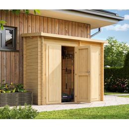 Weka Premium-Ger&auml;tehaus mit 2 separaten R&auml;umen - 230x105x205cm - naturfarben -