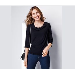Tchibo - Shirt mit Wasserfallausschnitt - Damen - Gr. XL - dunkelblau